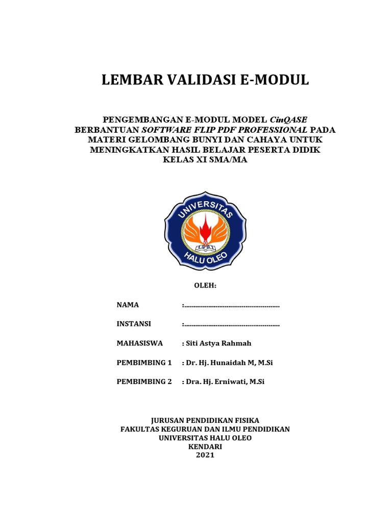 Lembar Validasi E-Modul | PDF