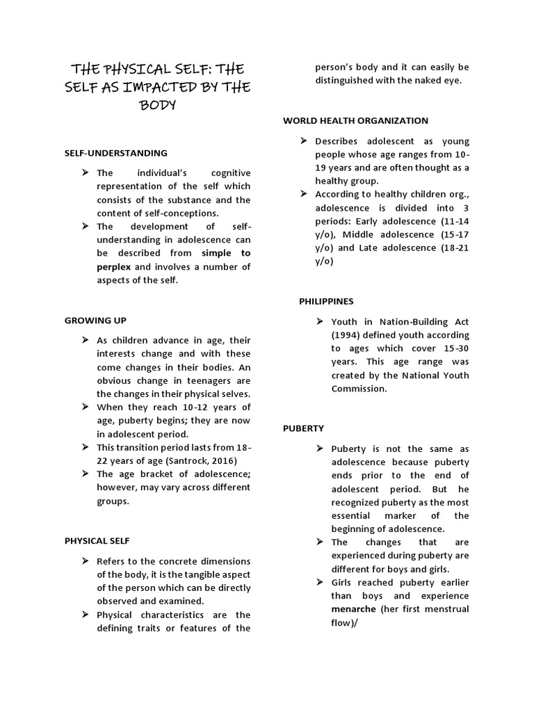 Understanding the Physical Self | PDF | Adolescence | Beauty