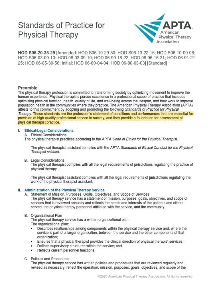 APTA - Standards of Practice PT | PDF | Physical Therapy | Psychotherapy
