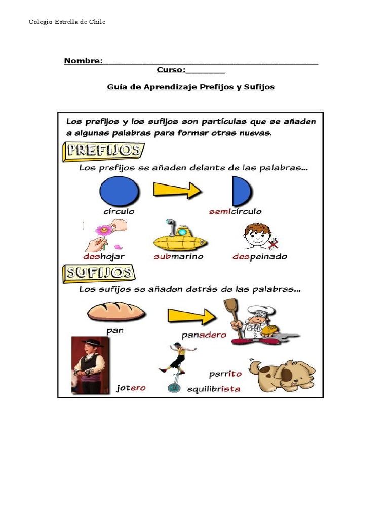 Guía de Aprendizaje: Prefijos y Sufijos | PDF