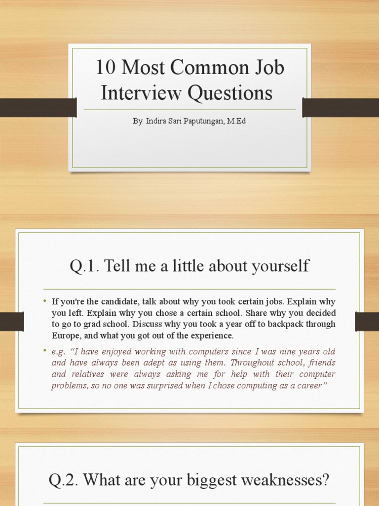 10 Most Common Job Interview Questions | PDF | Business