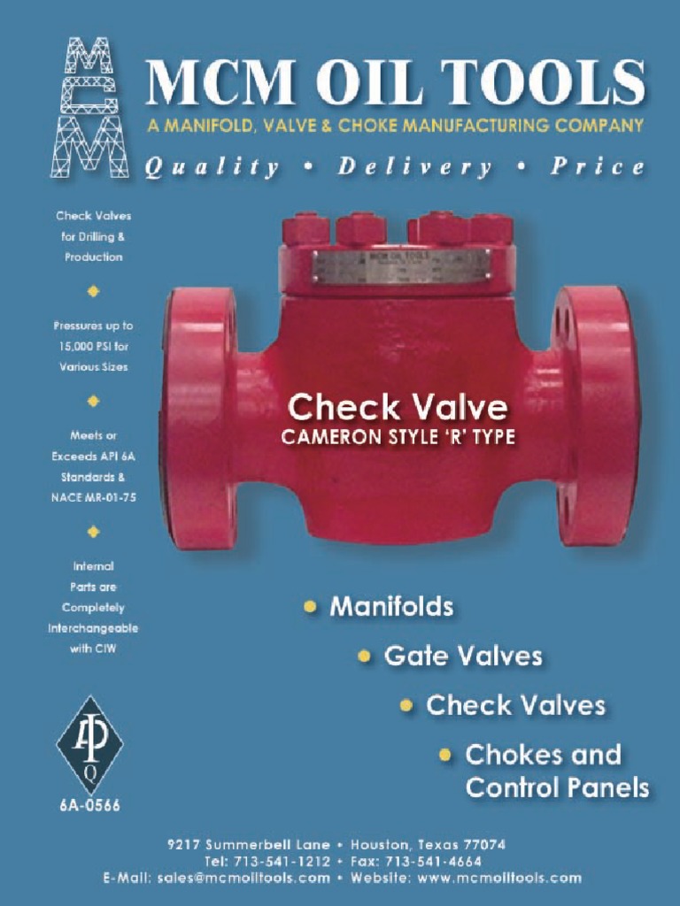 MCM Oil Tools - Check Valve | PDF