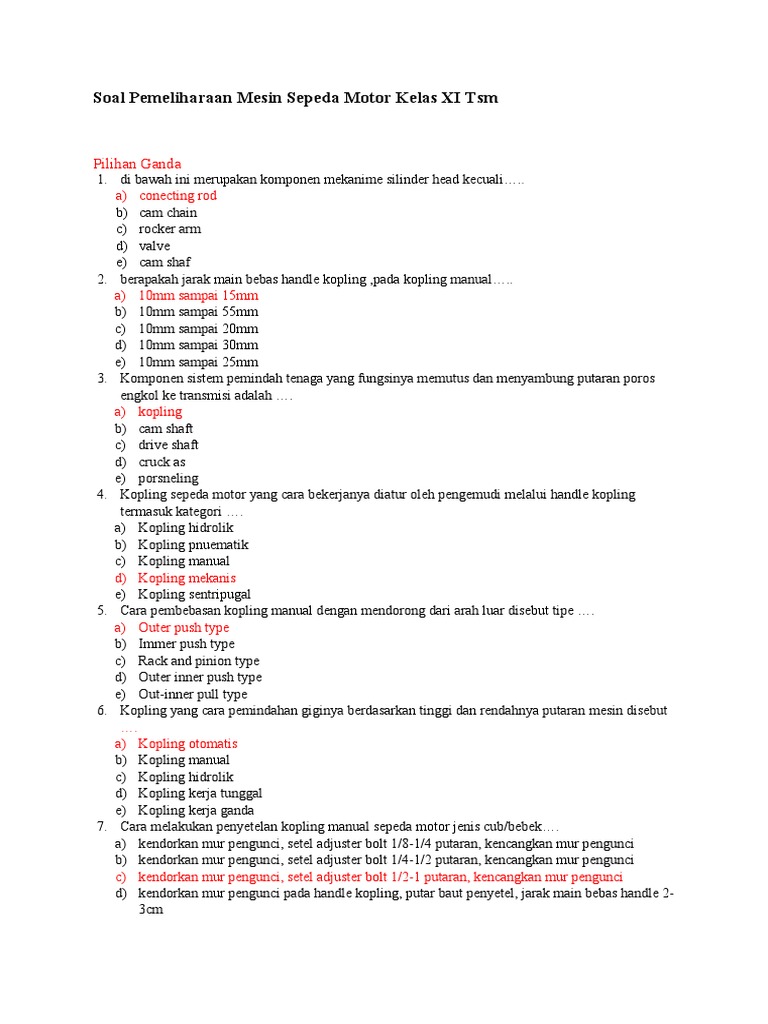 Soal PMSM XI Semester 4 | PDF