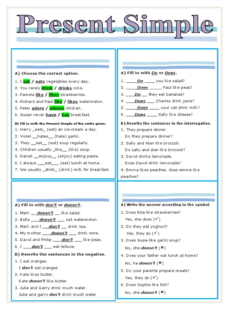 02 - Present-Simple - 21727 | PDF | Lunch | Meal