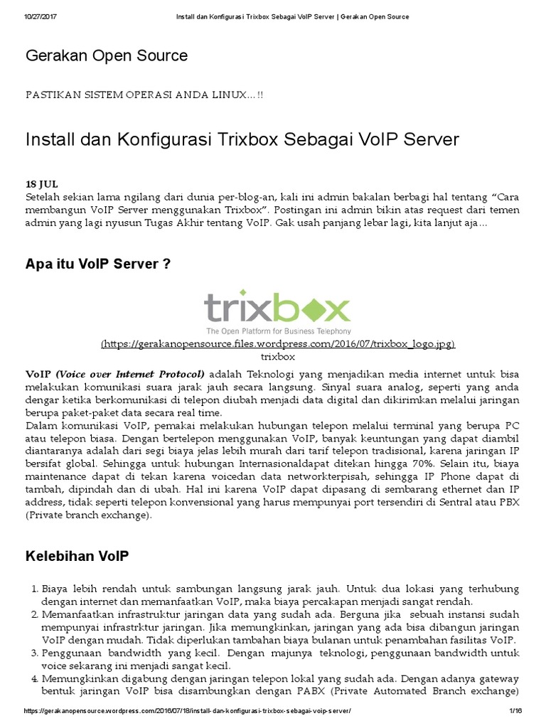 Panduan Install Trixbox VoIP Server | PDF