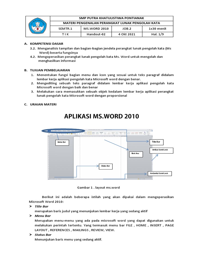 HandOut Materi Ms - Word 2010 | PDF