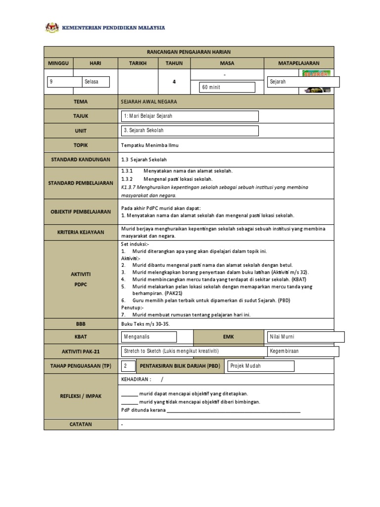 RPH M9 Sejarah T4 | PDF