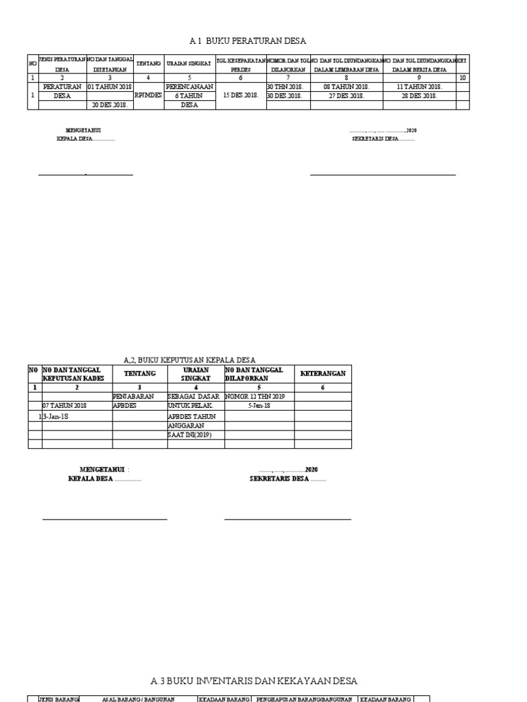 Buku-Buku Adm Desa | PDF
