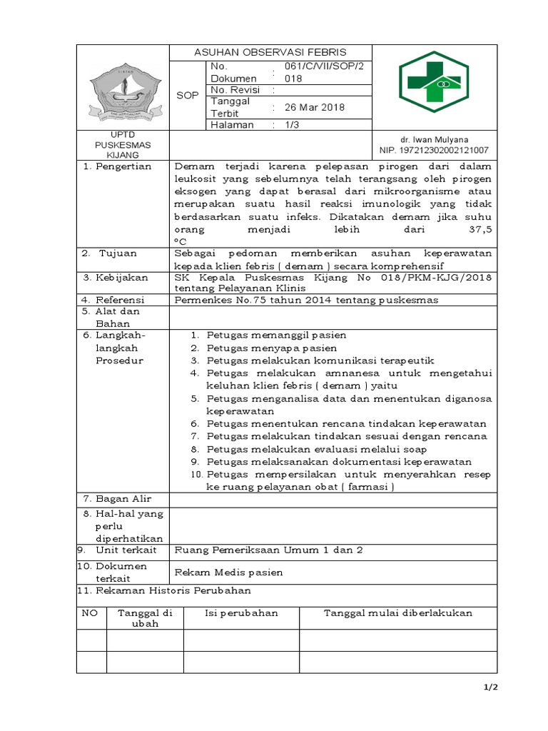 Sop Askep Febris | PDF