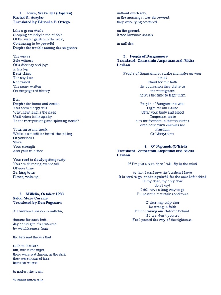 Mindanao Handouts | PDF | Poetry