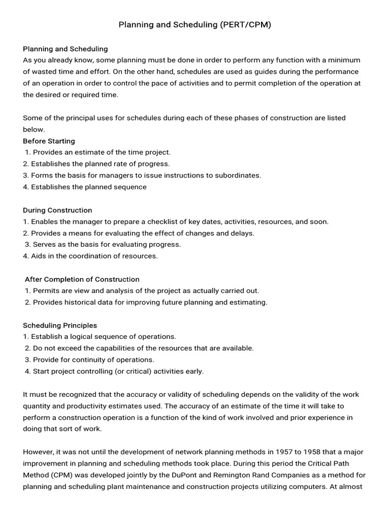 Planning and Scheduling Techniques for Construction Projects | PDF