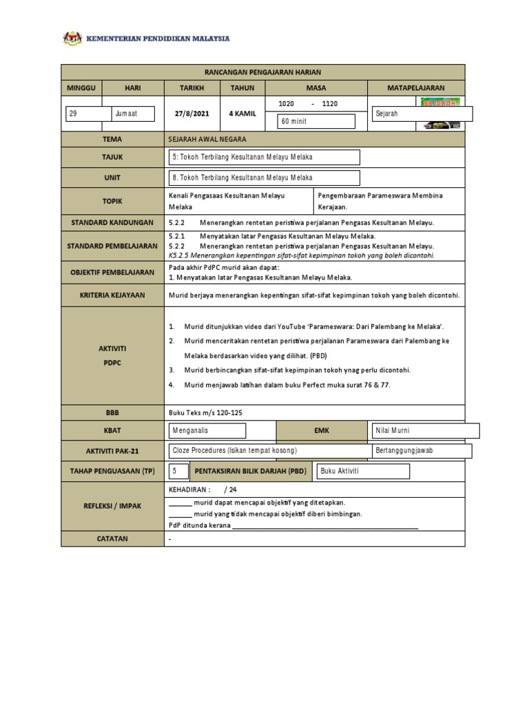 RPH M31 Sejarah T4 | PDF