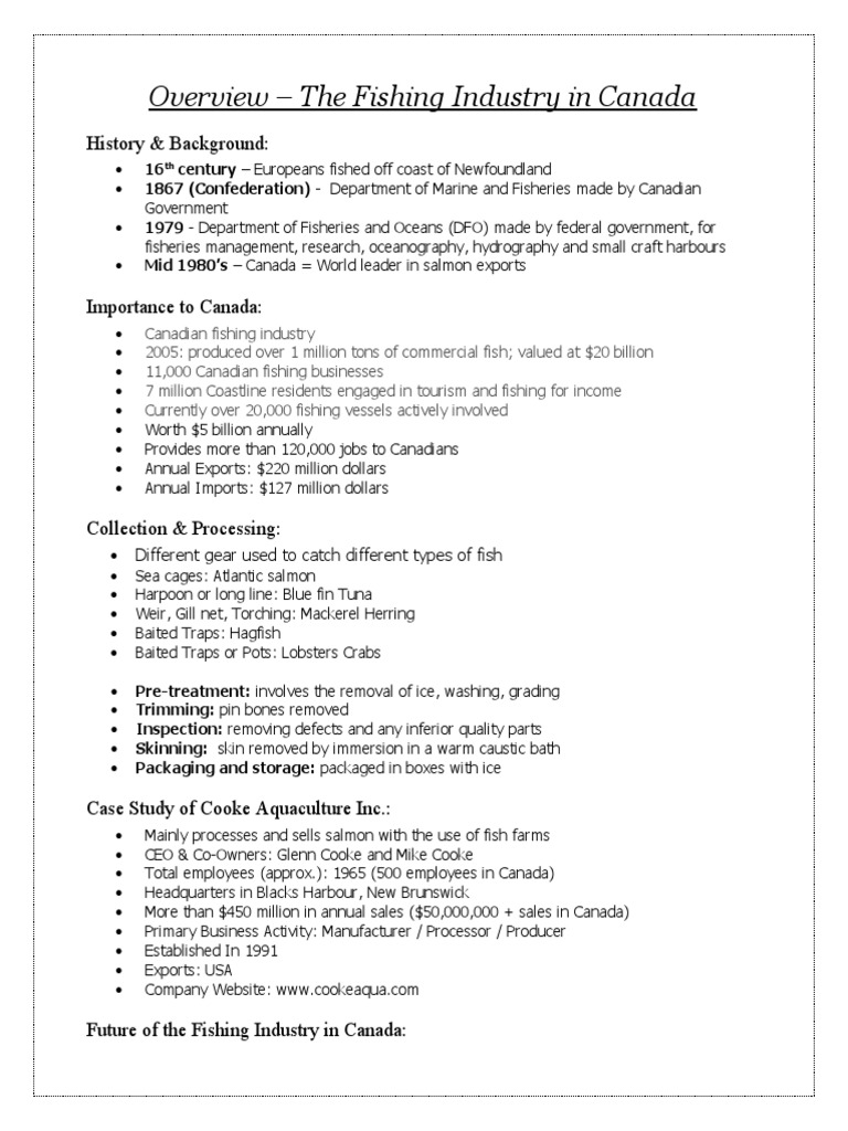 Overview Sheet Fishing Industry | PDF | Nature | Aquaculture
