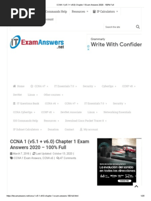 Ccna1 V60 Chapter 2 Exam Answer 2017 100 Ccna Exam CCNA 2 (v5.0.3