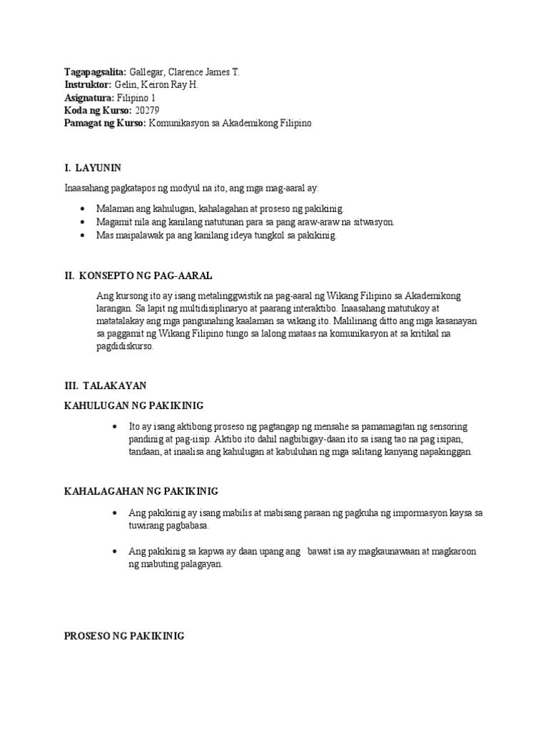 Handout Filipino | PDF