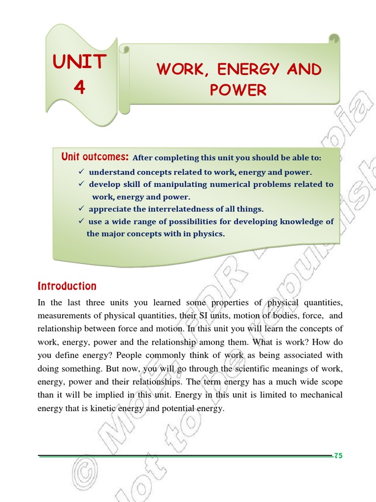 7-Unit4 Work, Energy, and Power | PDF | Power (Physics) | Force