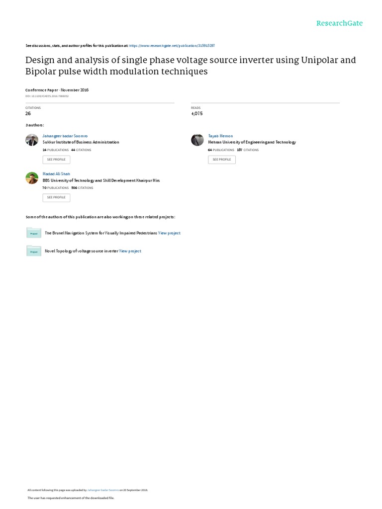 Design and Analysis of Single Phase Voltage Source Inverter Using ...