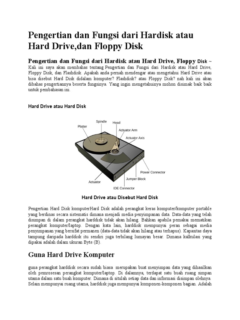 Pengertian Dan Fungsi Dari Hardisk Atau Hard Drive | PDF