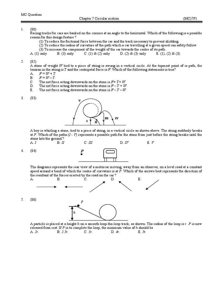 Chapter 7 Circular Motion - MC | PDF | Space | Mechanics