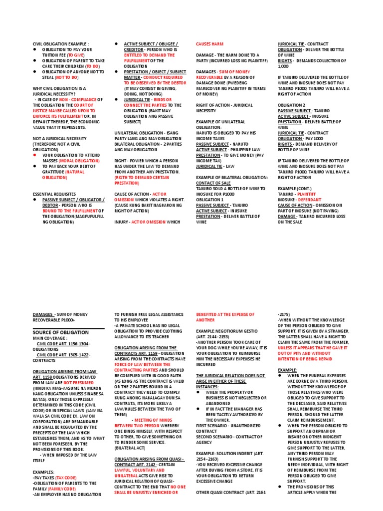Civil Obligation Example | PDF | Law Of Obligations | Legal Liability