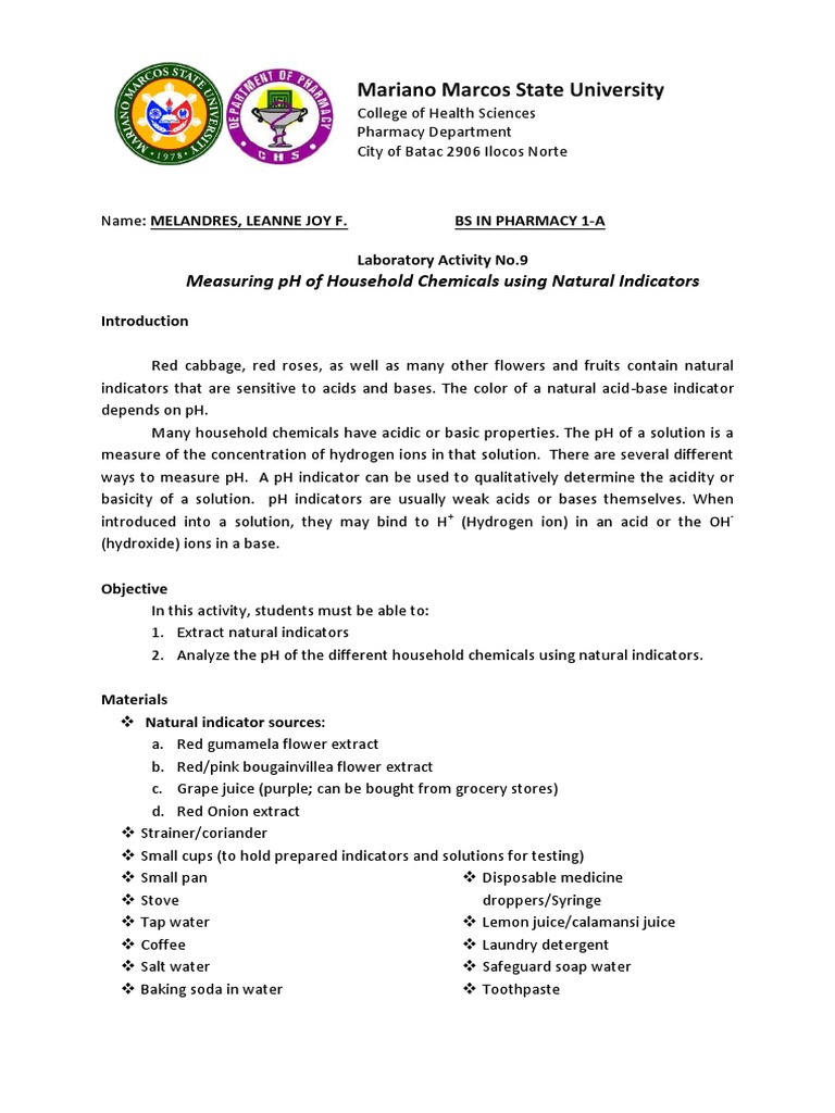 Laboratory Activity 9 MELANDRES | PDF | Ph | Chemistry