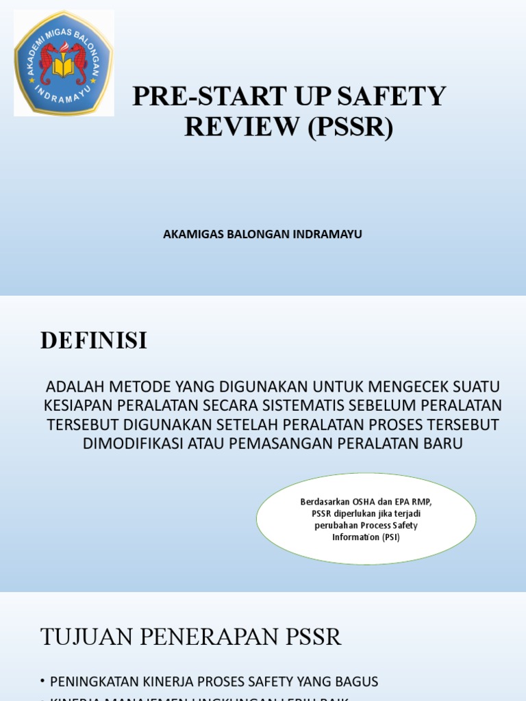 Pre-Start Up Safety Review (PSSR) : Akamigas Balongan Indramayu | PDF ...