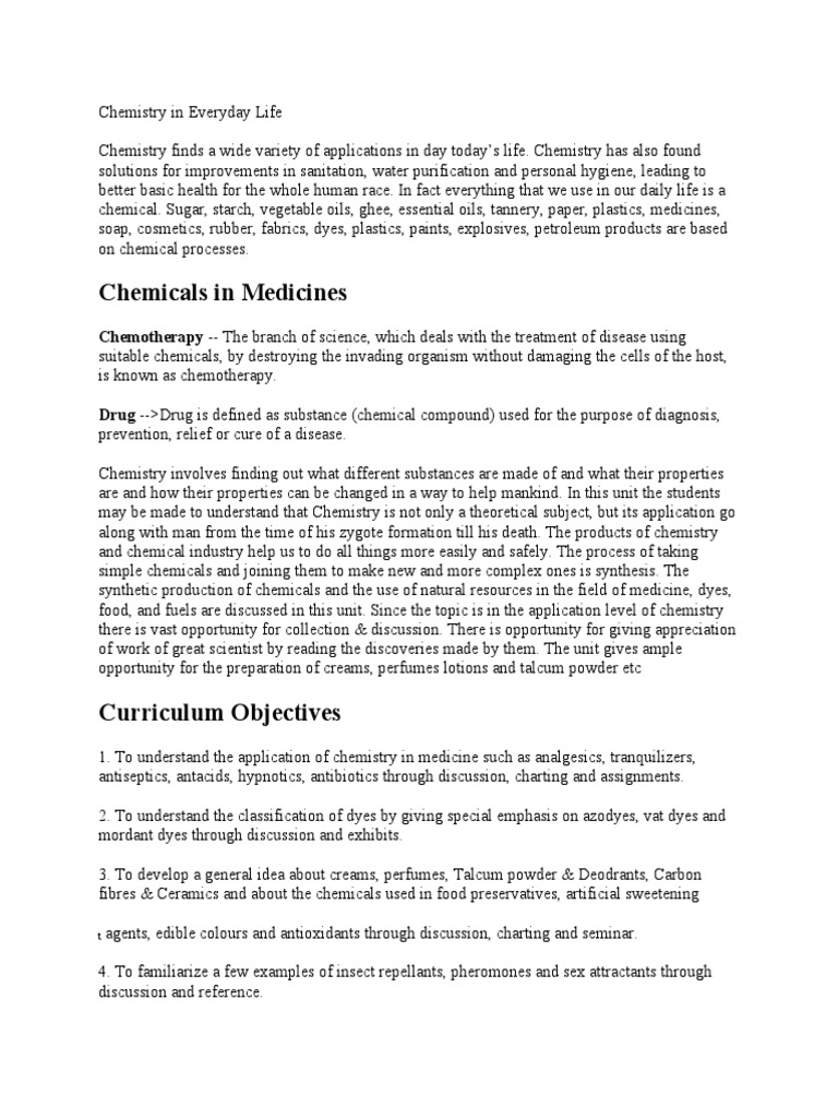Chemistry in Everyday Life | PDF | Chemical Substances | Chemistry