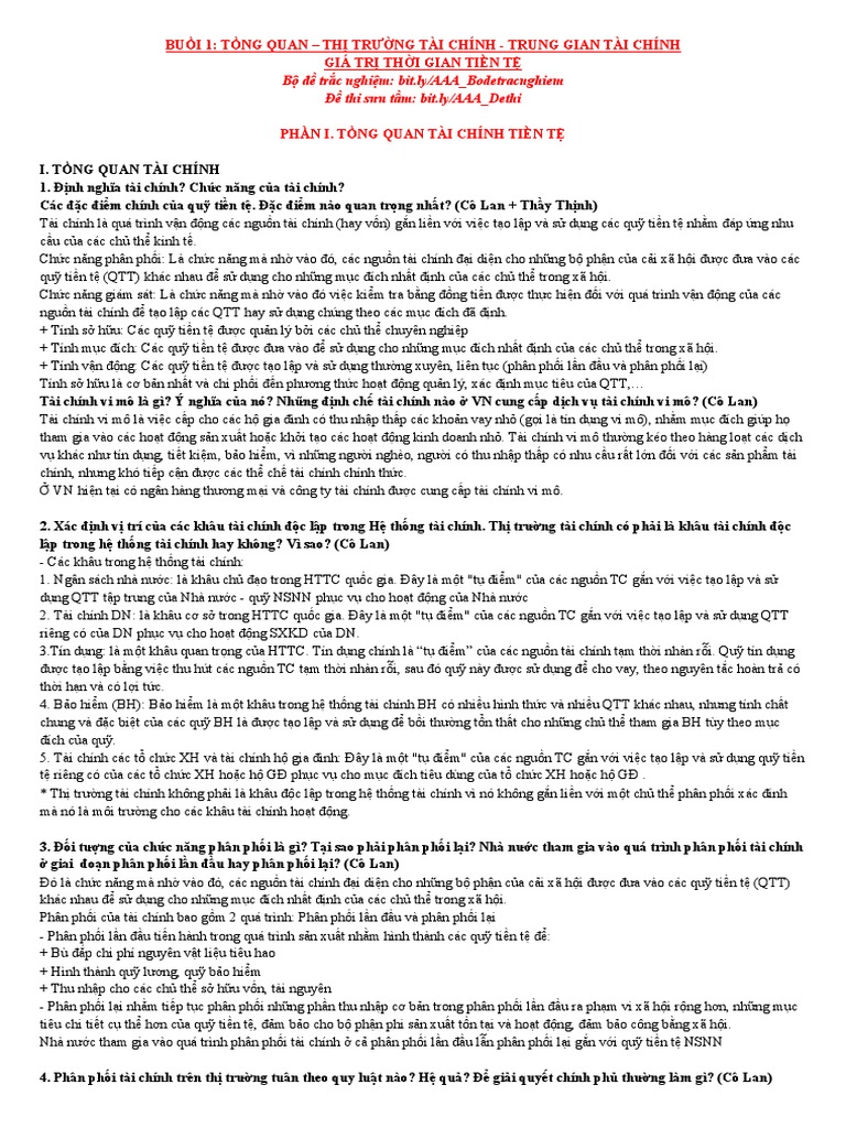 TL Buổi 1 Tổng Quan TTTC TGTC GTTGTT | PDF