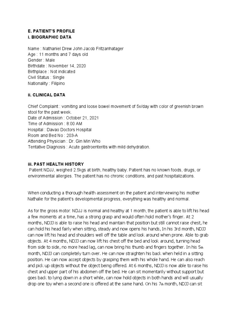 E. Patient'S Profile I. Biographic Data | PDF | Health Sciences | Medicine