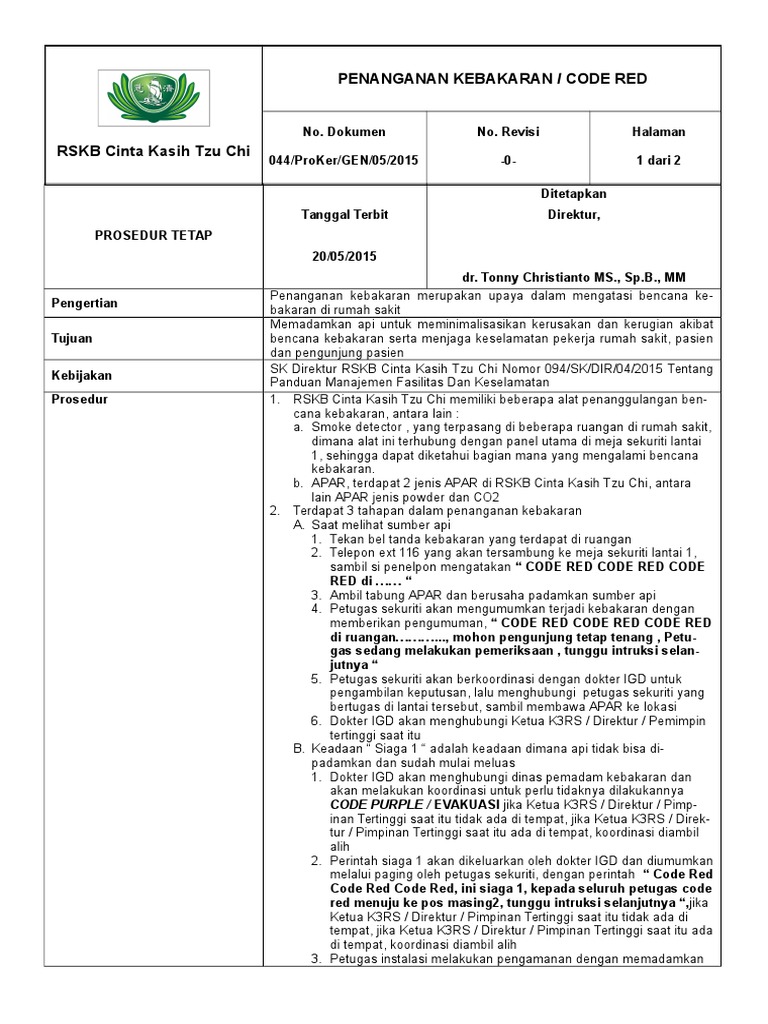 SPO CODE RED (Kebakaran) | PDF