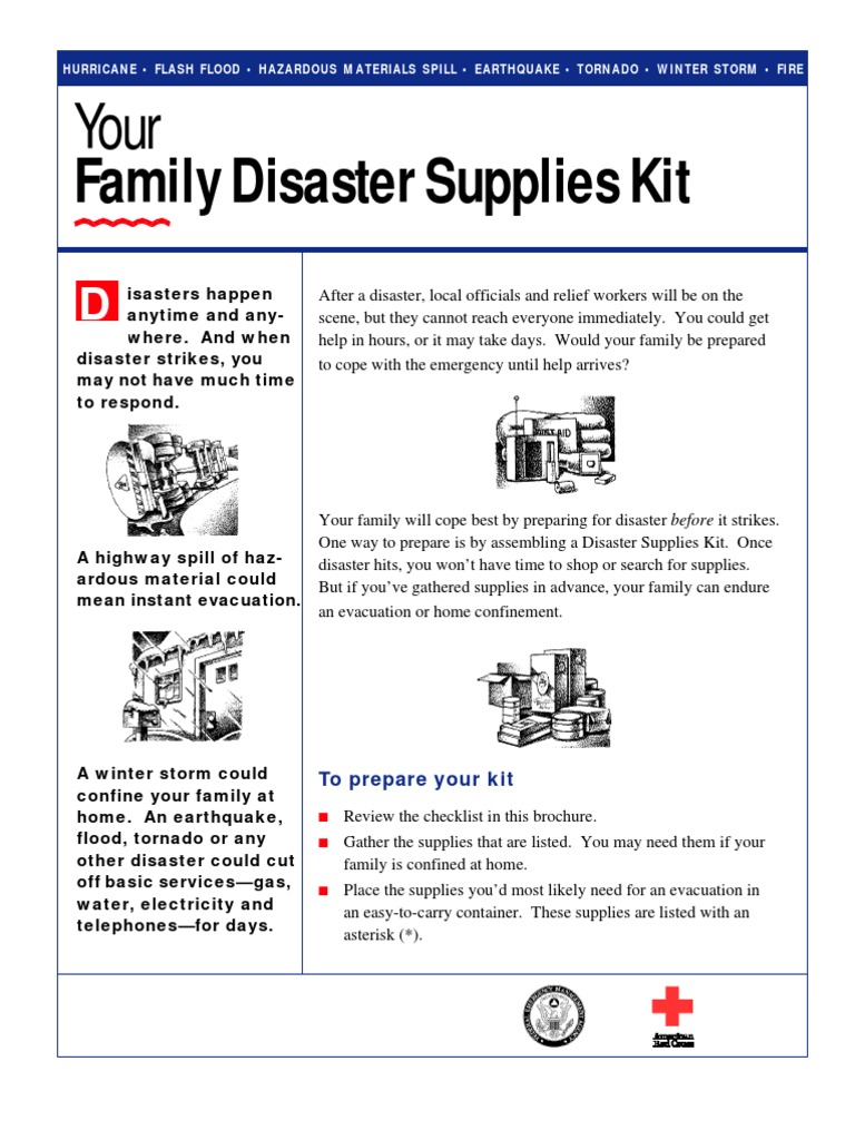 Family Disaster Supplies Kit | Emergency Management | Federal Emergency ...