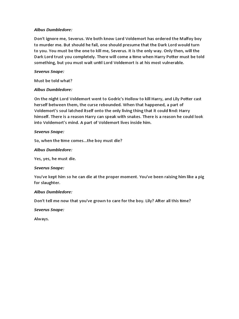 Harry Potter Dialogue | PDF