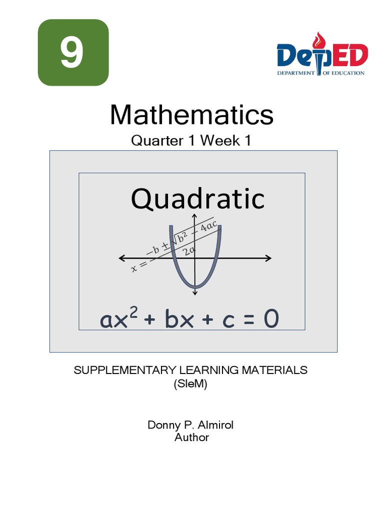 EDITED Quarter1 SleM1 Grade-9-Math | PDF | Quadratic Equation | Equations