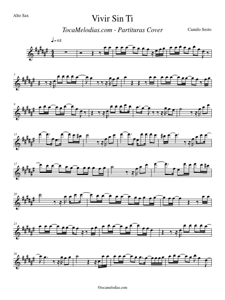 Vivir Sin Ti Camilo Sestox Alto Sax Download Free Pdf Ouverture