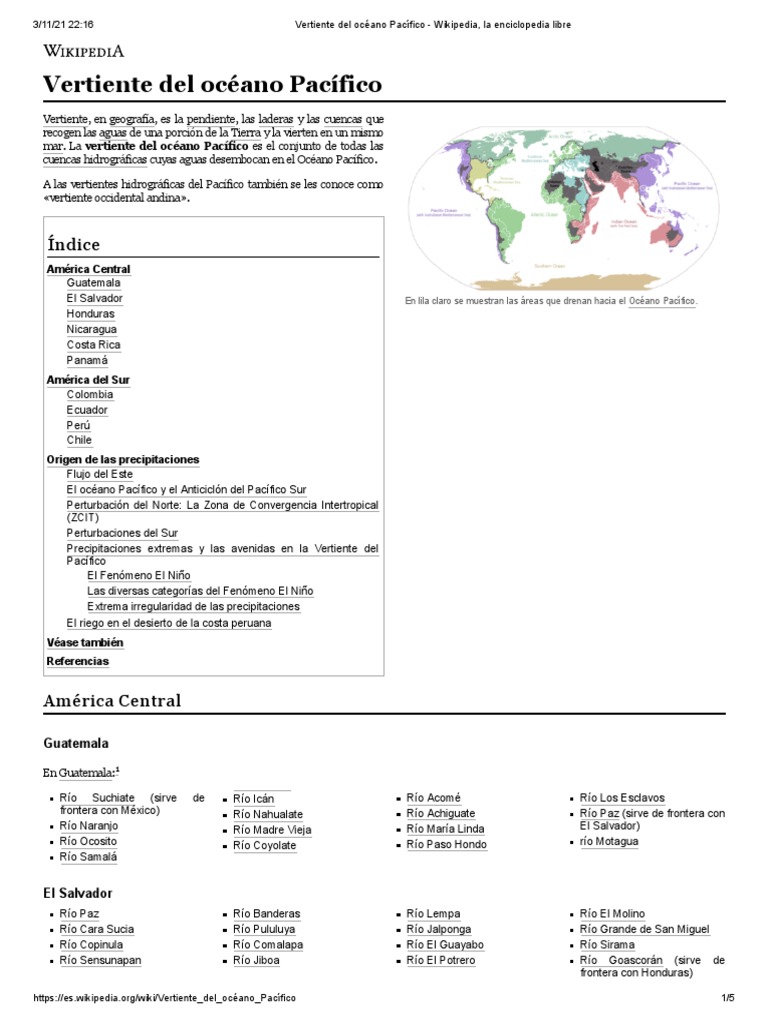 Vertiente Del Océano Pacífico - Wikipedia, La Enciclopedia Libre | PDF ...