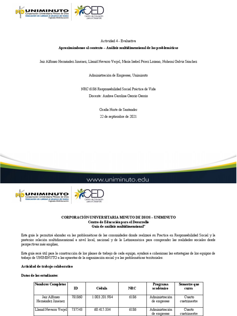 TALLER - Aproximándonos Al Contexto - Análisis Multidimensional de Las ...