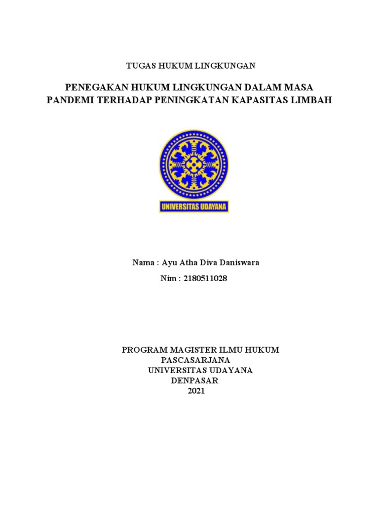 Ayu Atha Diva Daniswara - 2180511028 Tugas Hukum Lingkungan | PDF | Pengembangan Diri | Sains ...