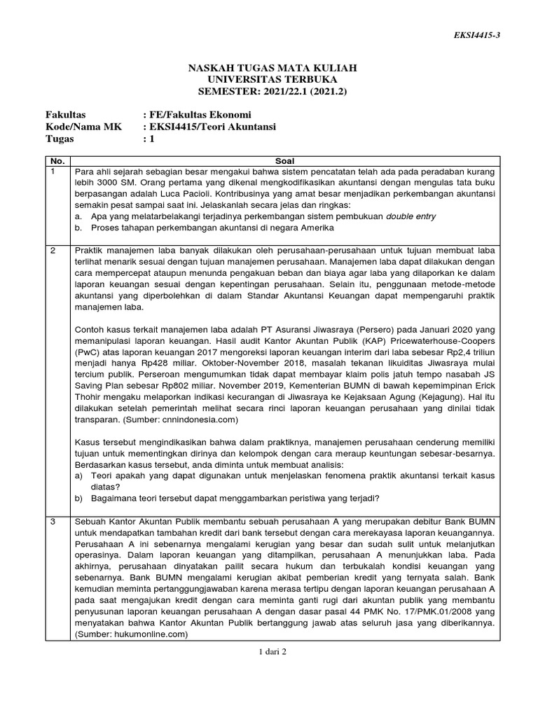 Soal Eksi4415 tmk1 3 | PDF