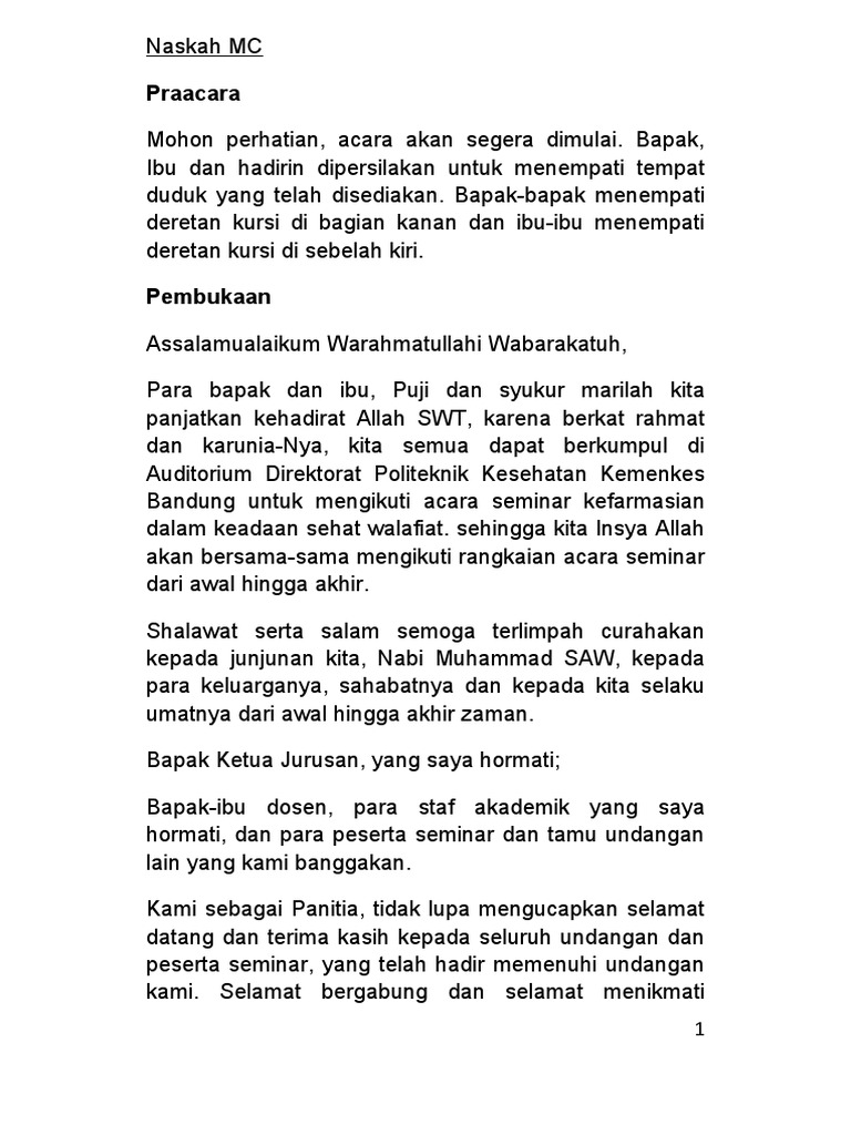 Naskah MC Seminar | PDF