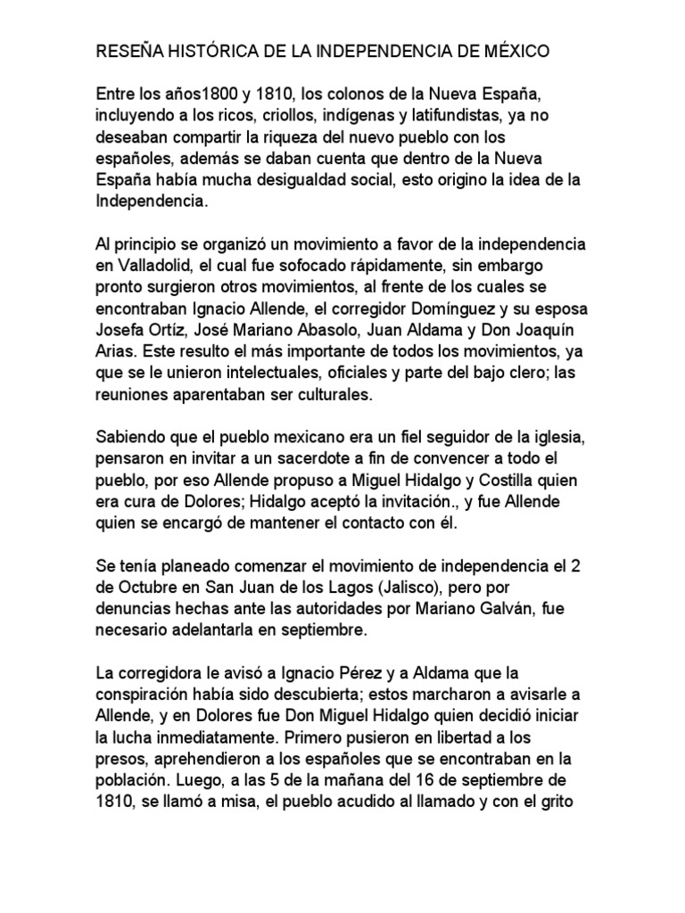 Reseña Histórica de La Independencia de México | PDF | México