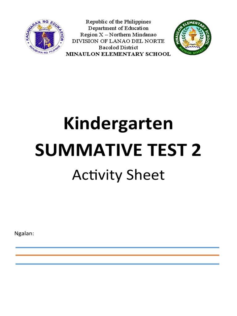 2 Summative Test Kinder M3-M4 | PDF