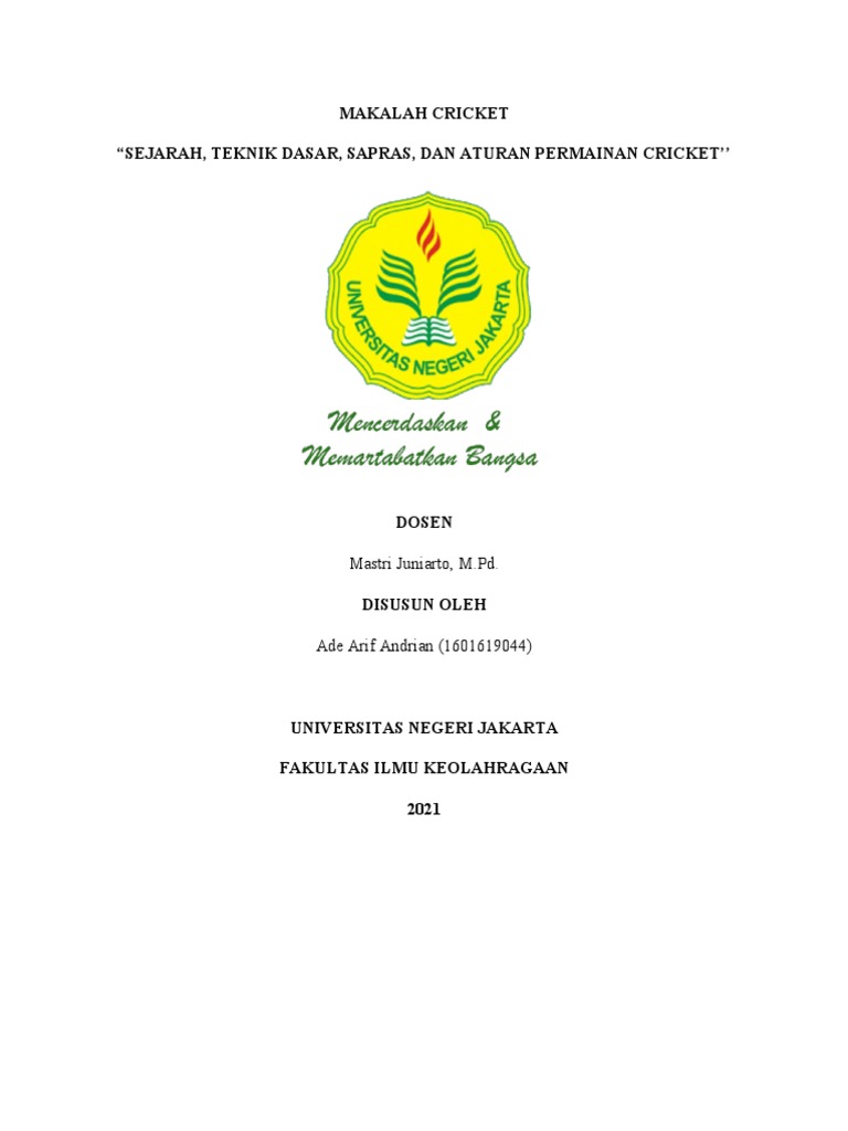 Makalah Cricket - Ade Arif Andrian - 1601619044 | PDF