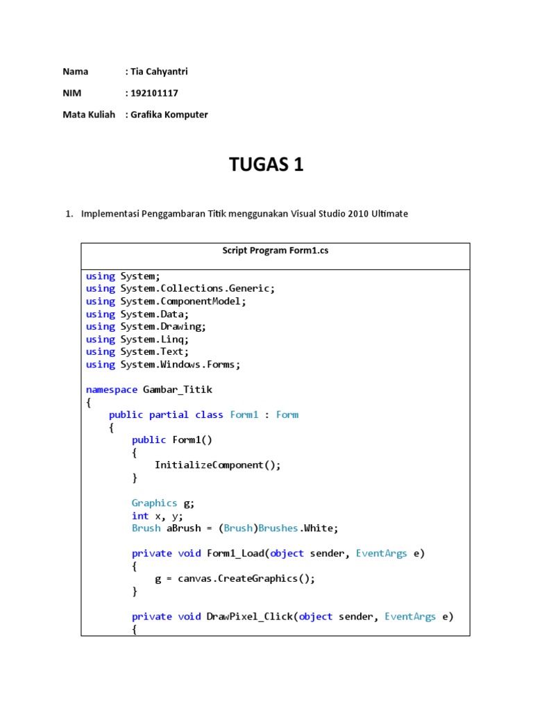 Tia Cahyantri - Grafika Komputer - Tugas1 | PDF | Software Engineering | Computer Programming