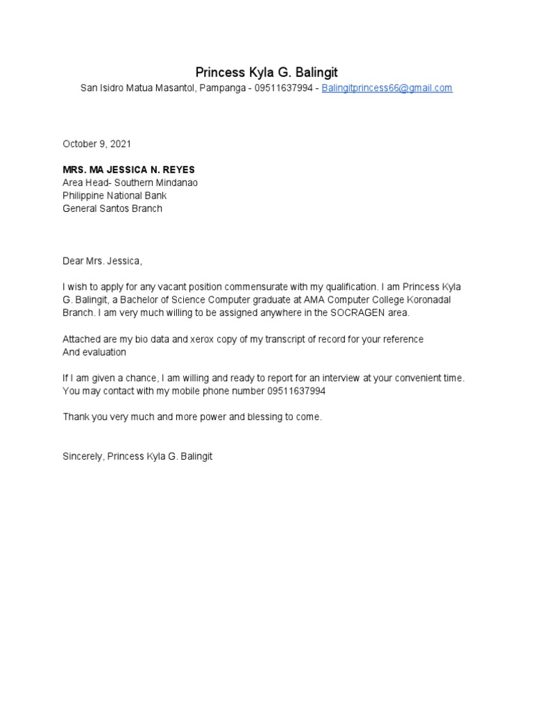 Application Letter | PDF