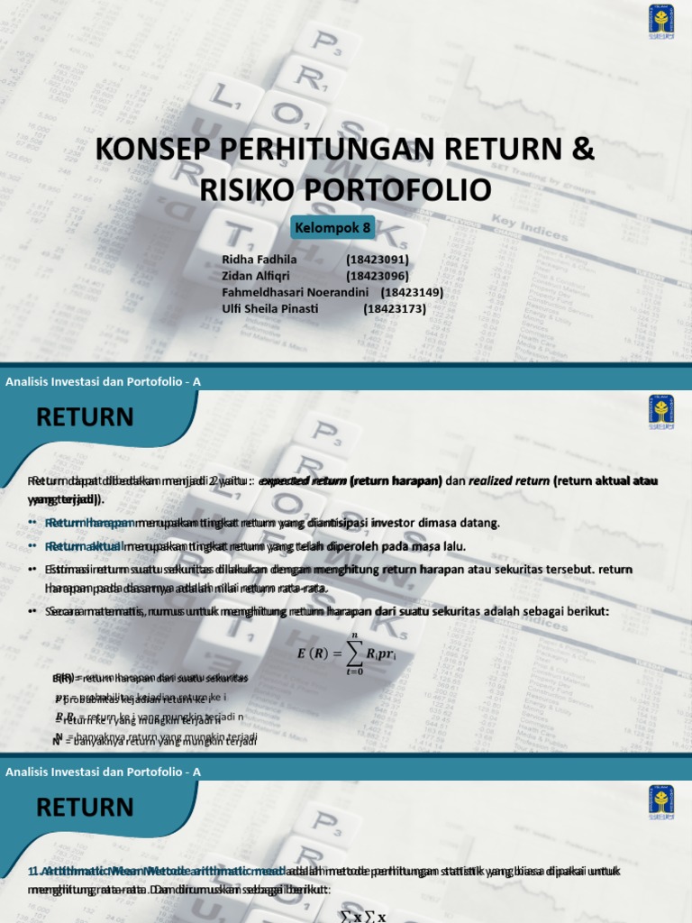 Kelompok 6 - Konsep Perhitungan Return & Risiko Portofolio | PDF