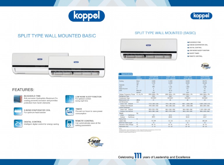 Koppel Split Type Wall Mounted - Brochure | PDF