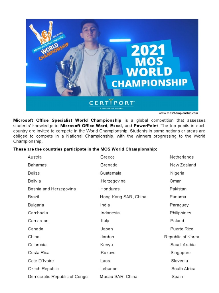 Microsoft Office Specialist World Championship Is A Global Competition ...