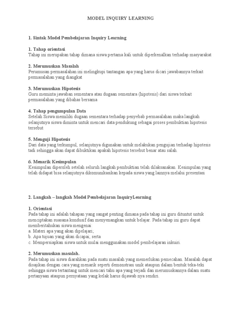 Sintak Model Inquiry Learning | PDF