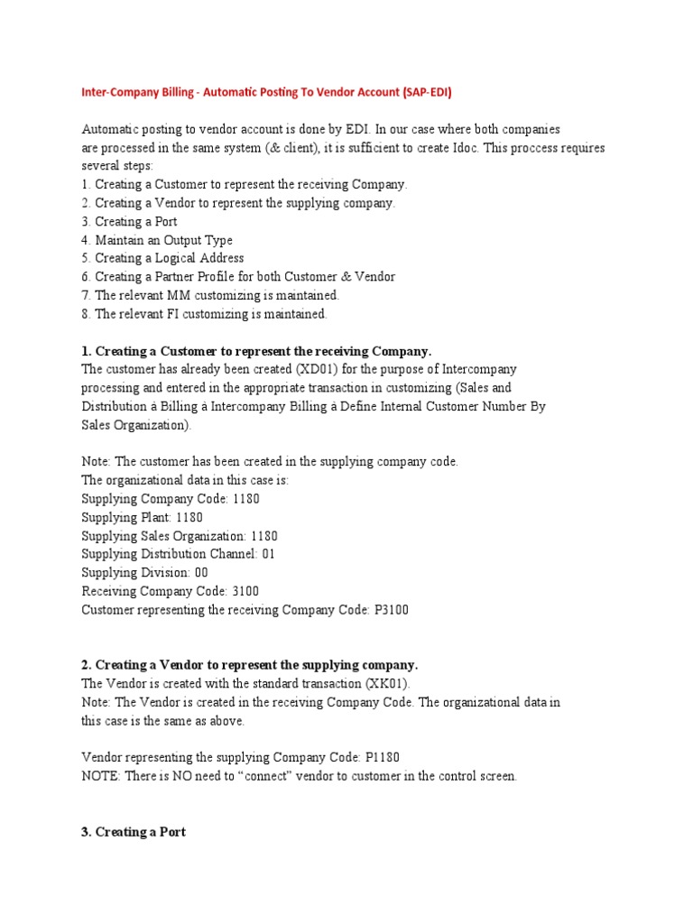 SAP EDI Inter-Company Billing Guide | PDF | Electronic Data Interchange ...