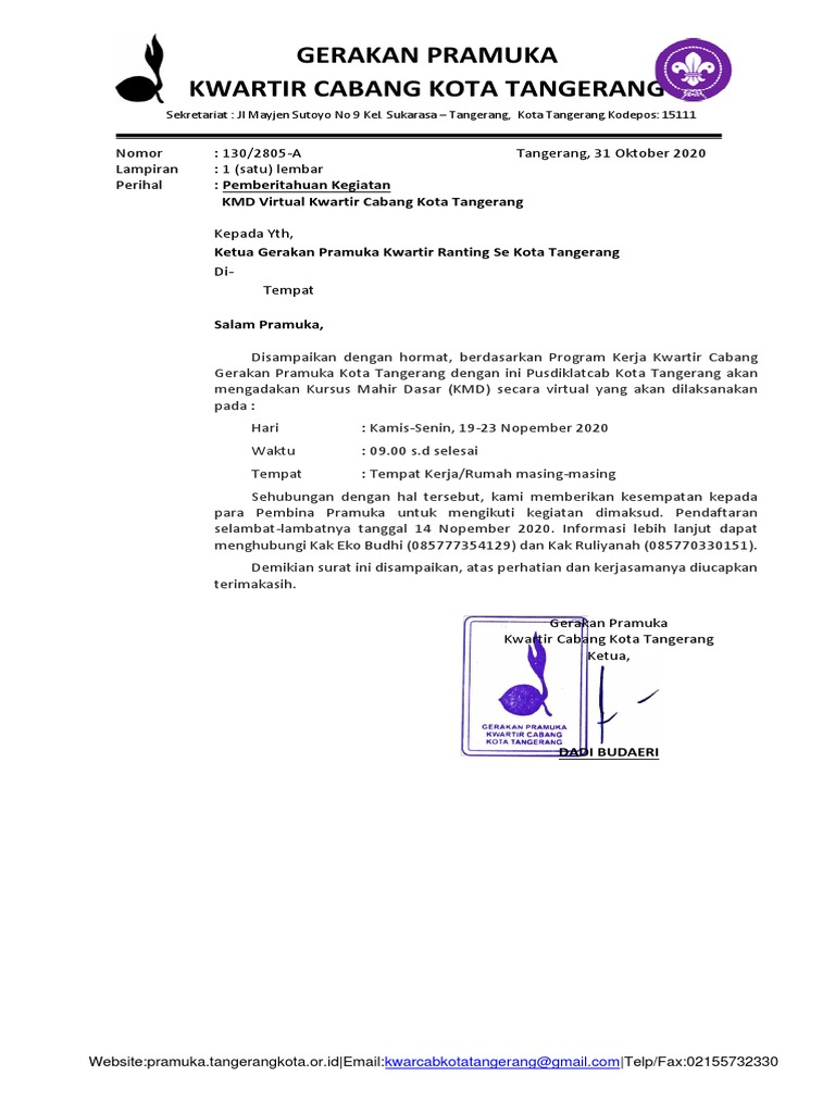 Surat Kegiatan Edaran KMD | PDF